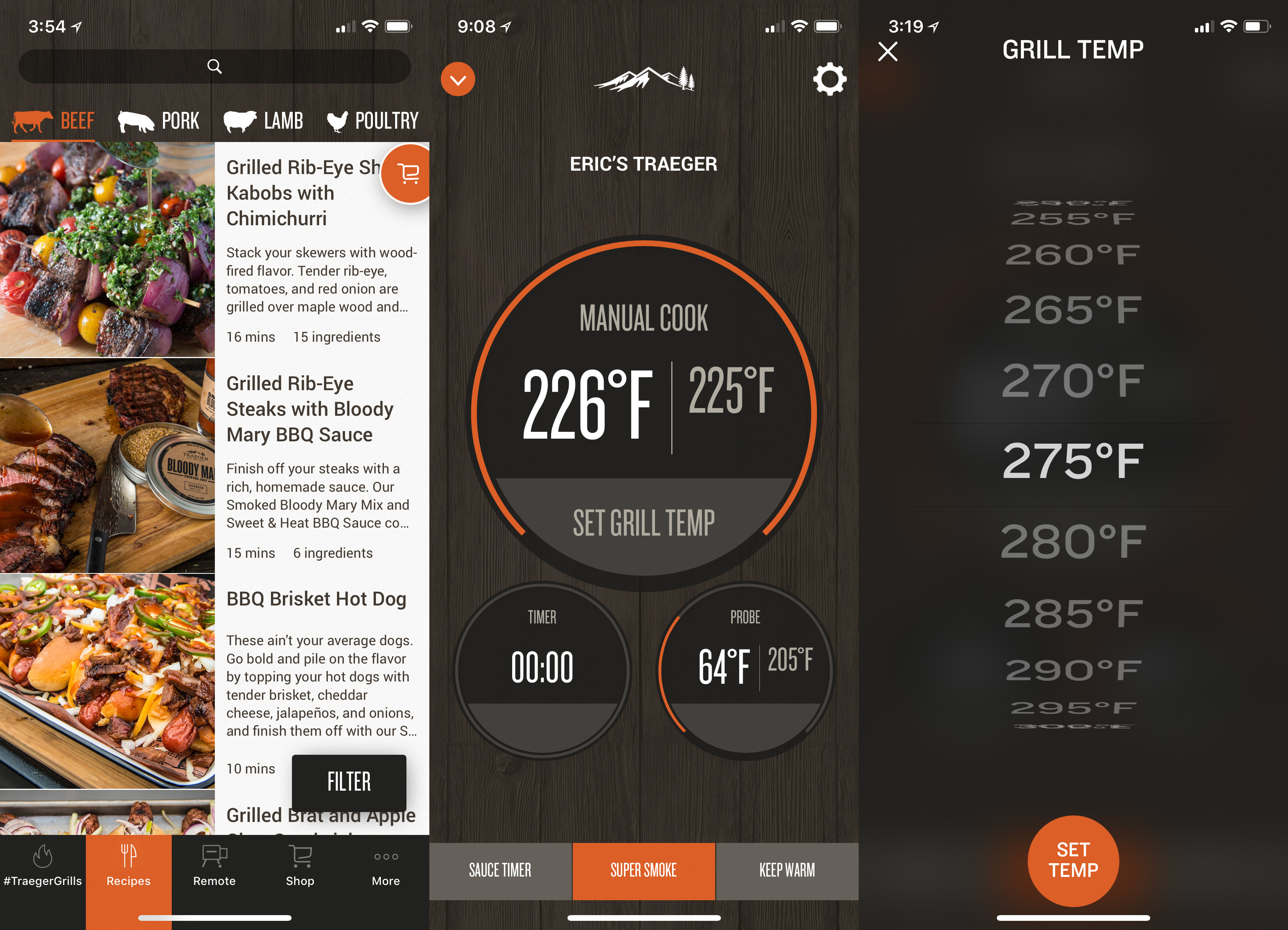 Traeger App UI - At Home in the Future
